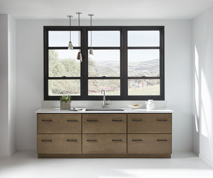 Transitional Walnut and Maple Kitchen Cabinets - Decora
